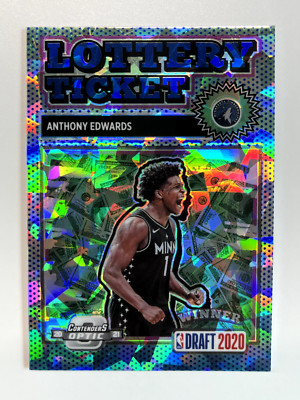 2020-21 Contenders Optic Anthony Edwards Lottery Ticket #1 Blue Ice ...