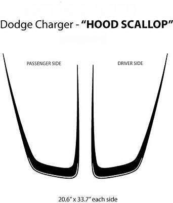 Scallop Hood Decals Stripes Graphics 3M Grade Vinyl for 2011-2014 Dodge ...