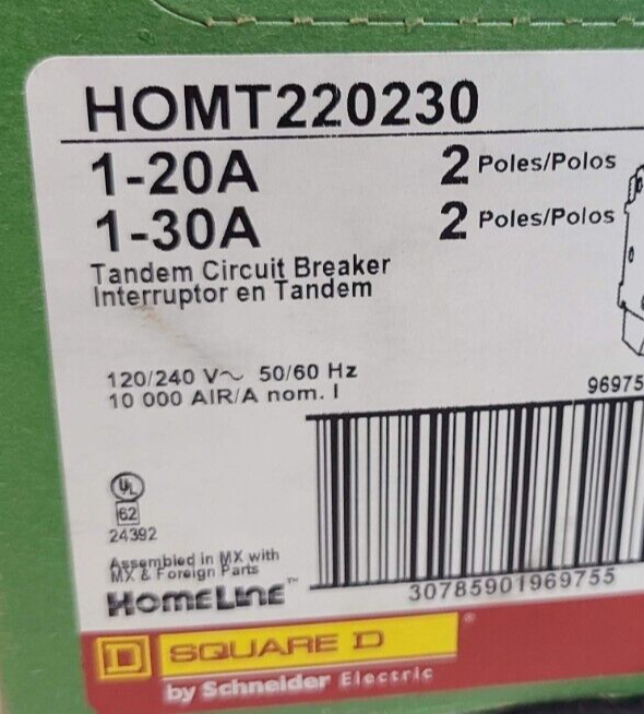 Square D by Schneider HOMT220230 Tandem Circuit Breaker 20A/30A | eBay