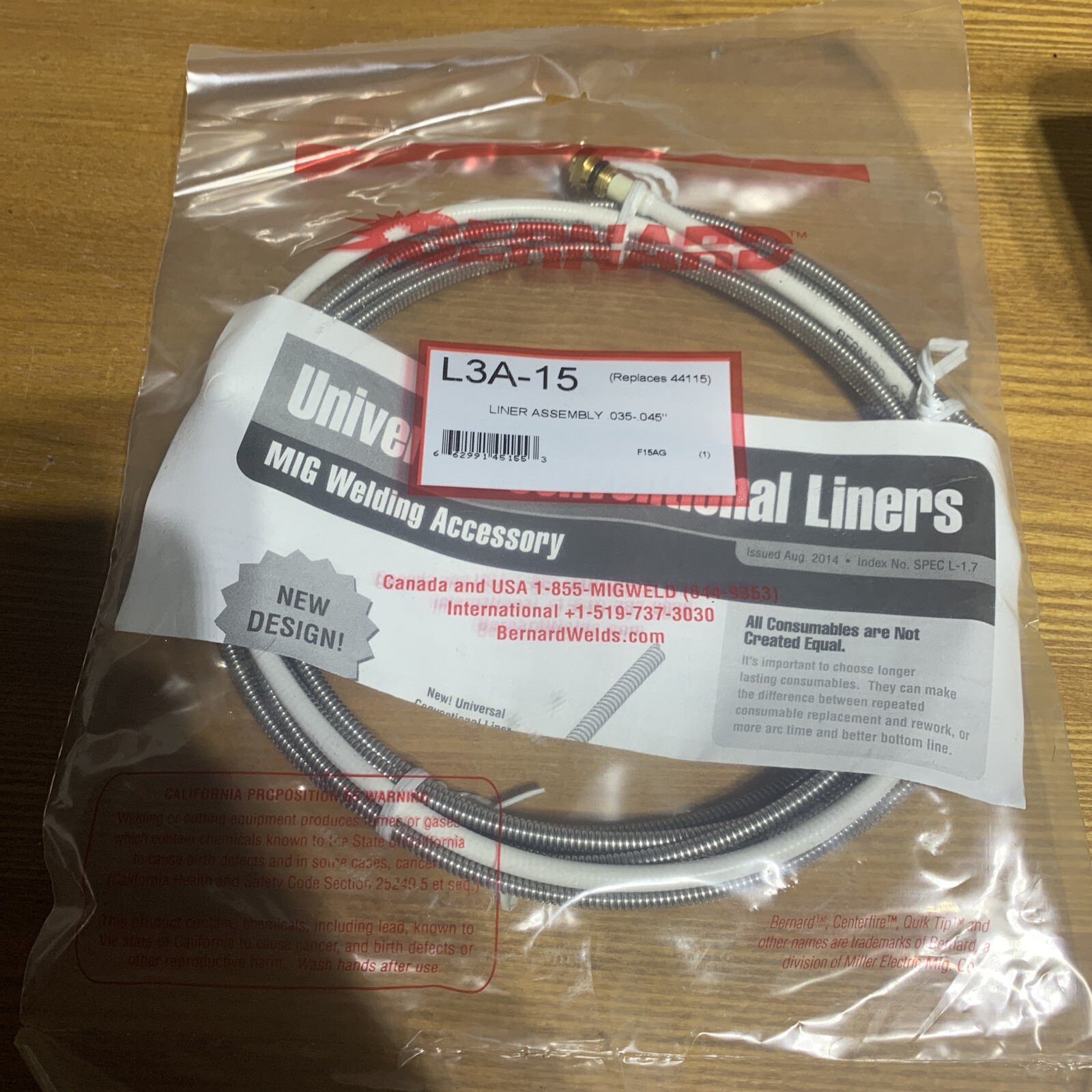 3+Bernard+Universal+Conventional+MIG+Gun+Liner+L3a-15+.035-045+43115 ...