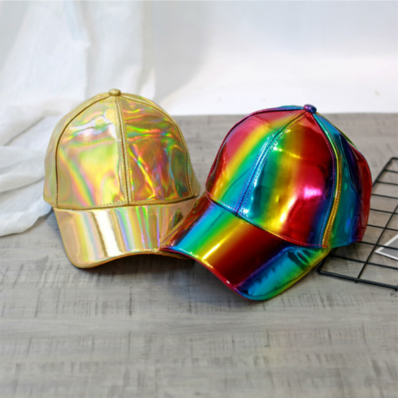 Men Women Unisex Cap Laser Metallic Baseball Hat Dance Party Hip Hop ...