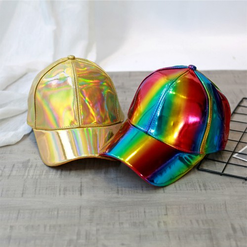 Men Women Unisex Cap Laser Metallic Baseball Hat Dance Party Hip Hop ...