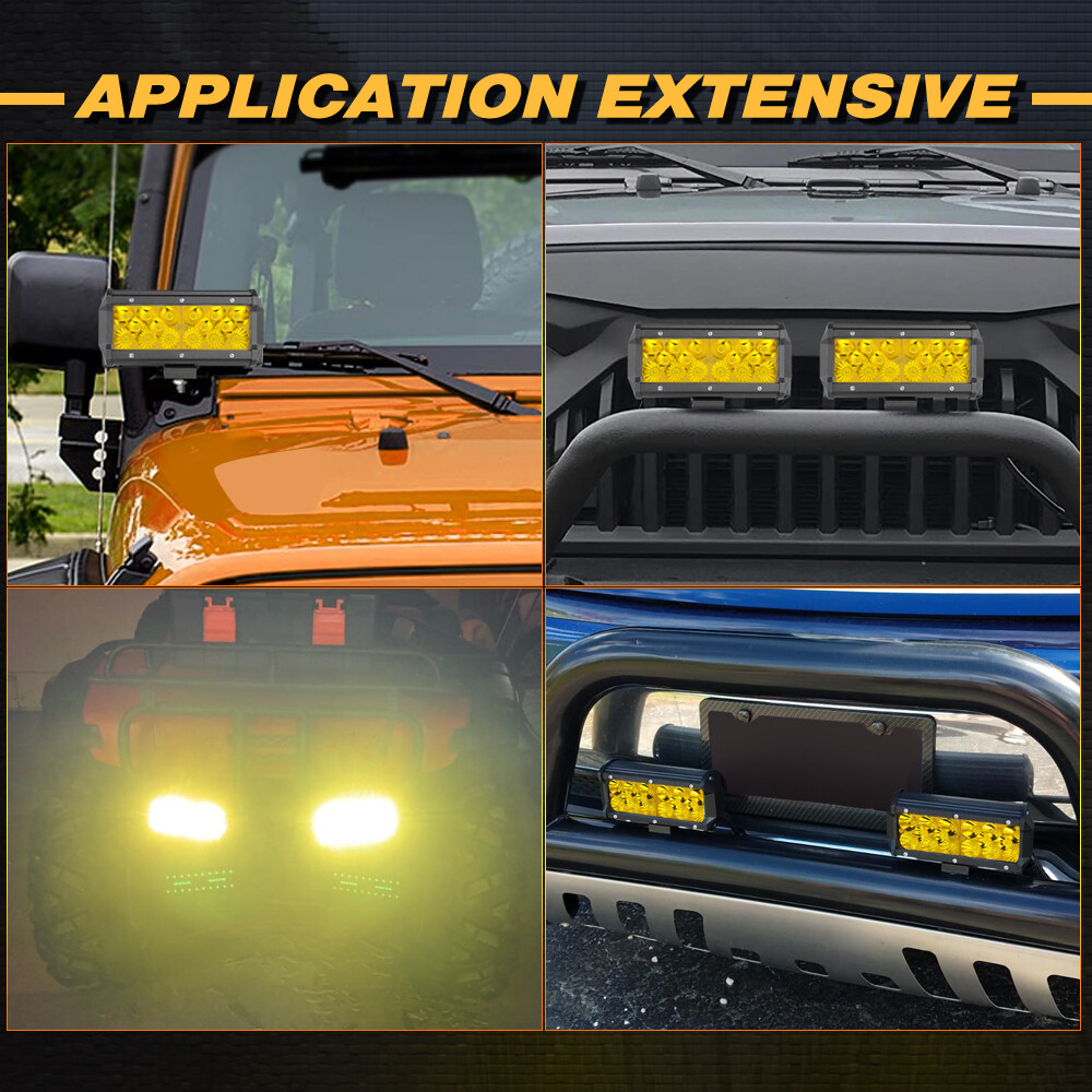 2x 7" 320W Amber LED Work Light Bar Spot Flood Driving Fog OffRoad 4WD ...