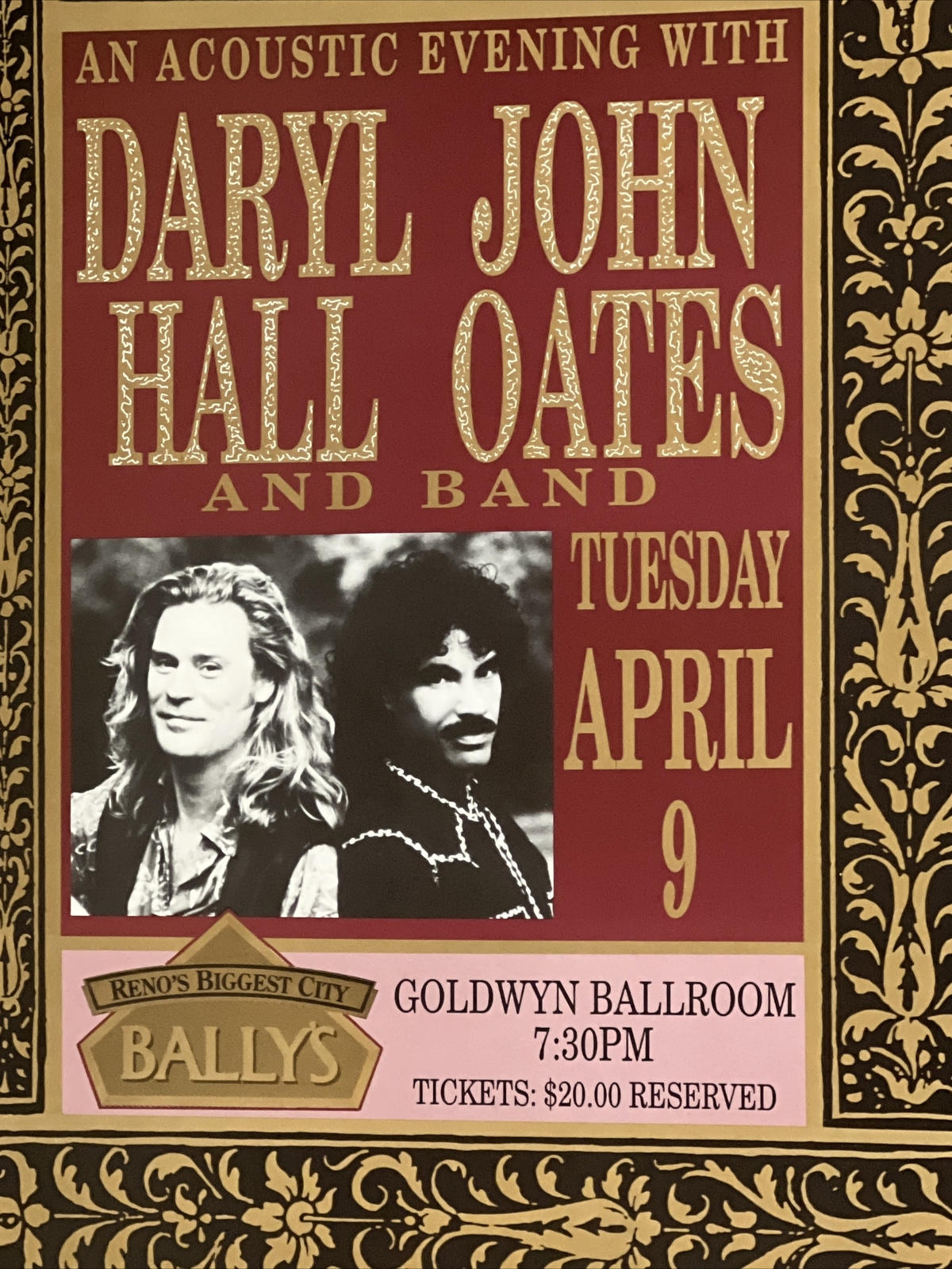 Daryl Hall And John Oats Ballys Reno Nevada Original Concert Poster | eBay