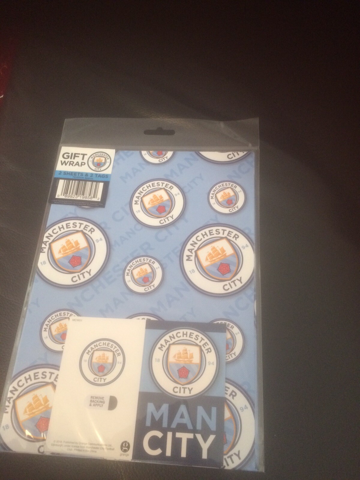 Manchester City FC Gift Wrapping Paper Pack of 2 Sheets & 2 Tags NEW ...