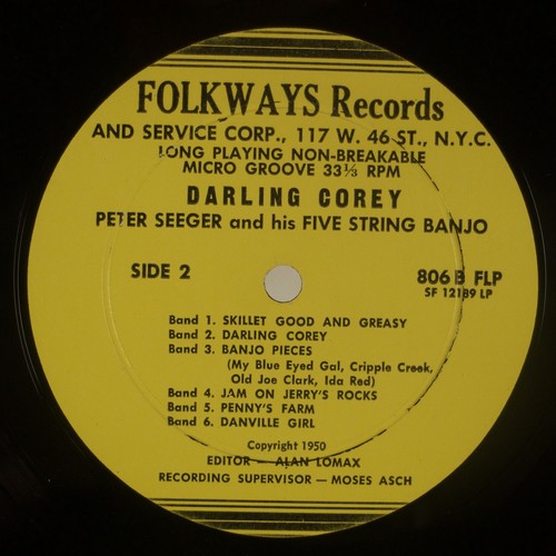 PETER PETE SEEGER: Darling Corey US Folkways 10” Folk Vinyl LP w/ Insert | eBay