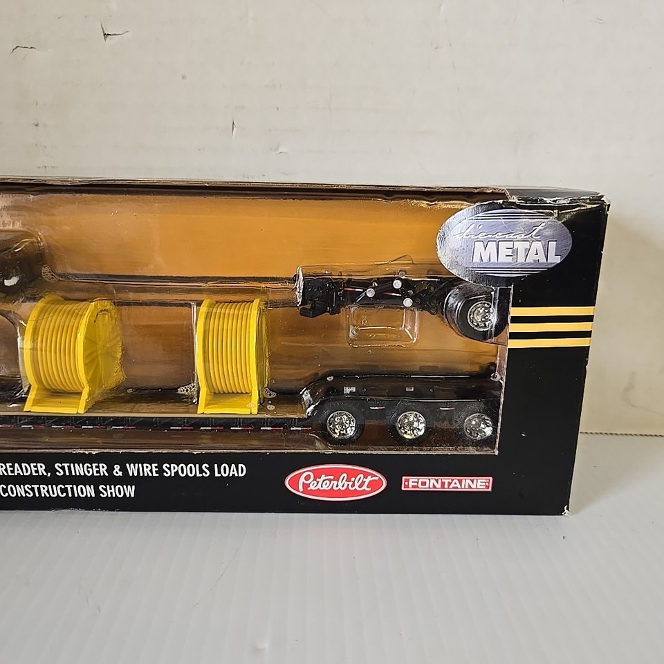 1/64 HWC Peterbilt Model 379 w/ Fontaine Lowboy & Wire Spools Load By ...
