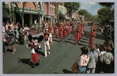 Disneyland Mickey Mouse Leads Marching Band Parade Main Street Postcard ...