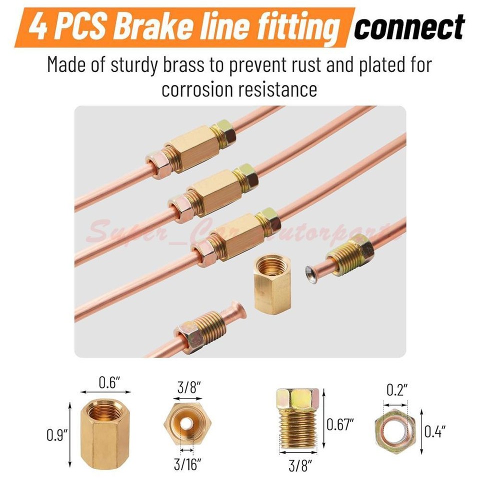 Brake Line Repair Kit 3/16 25FT Copper Pipe Single Double Flaring Tool ...