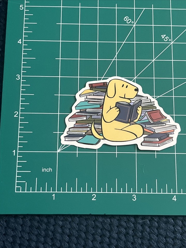 Dog And Book Lovers Sticker - Reading Books Enthusiasts - Decal Journal ...