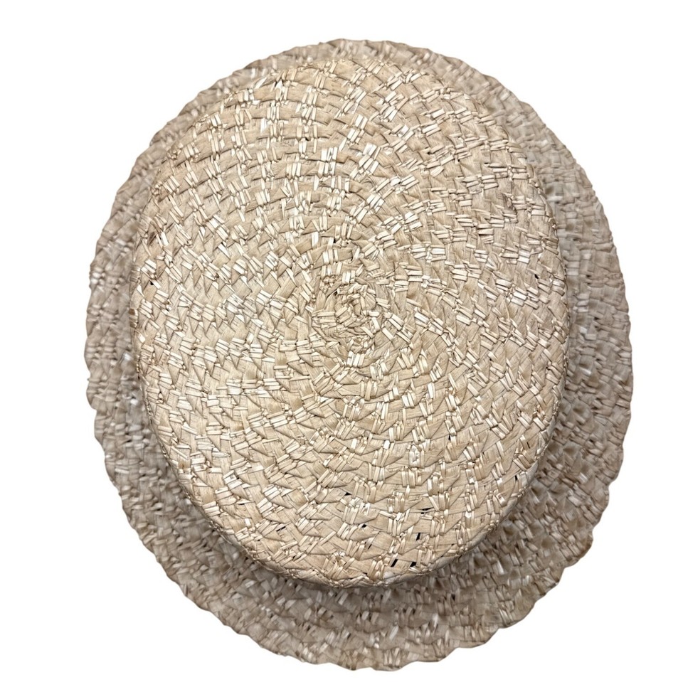 Vtg Ivy Skimmer Varsity Shop U. Penn Straw Boater Hat Red Navy Ribbon ...