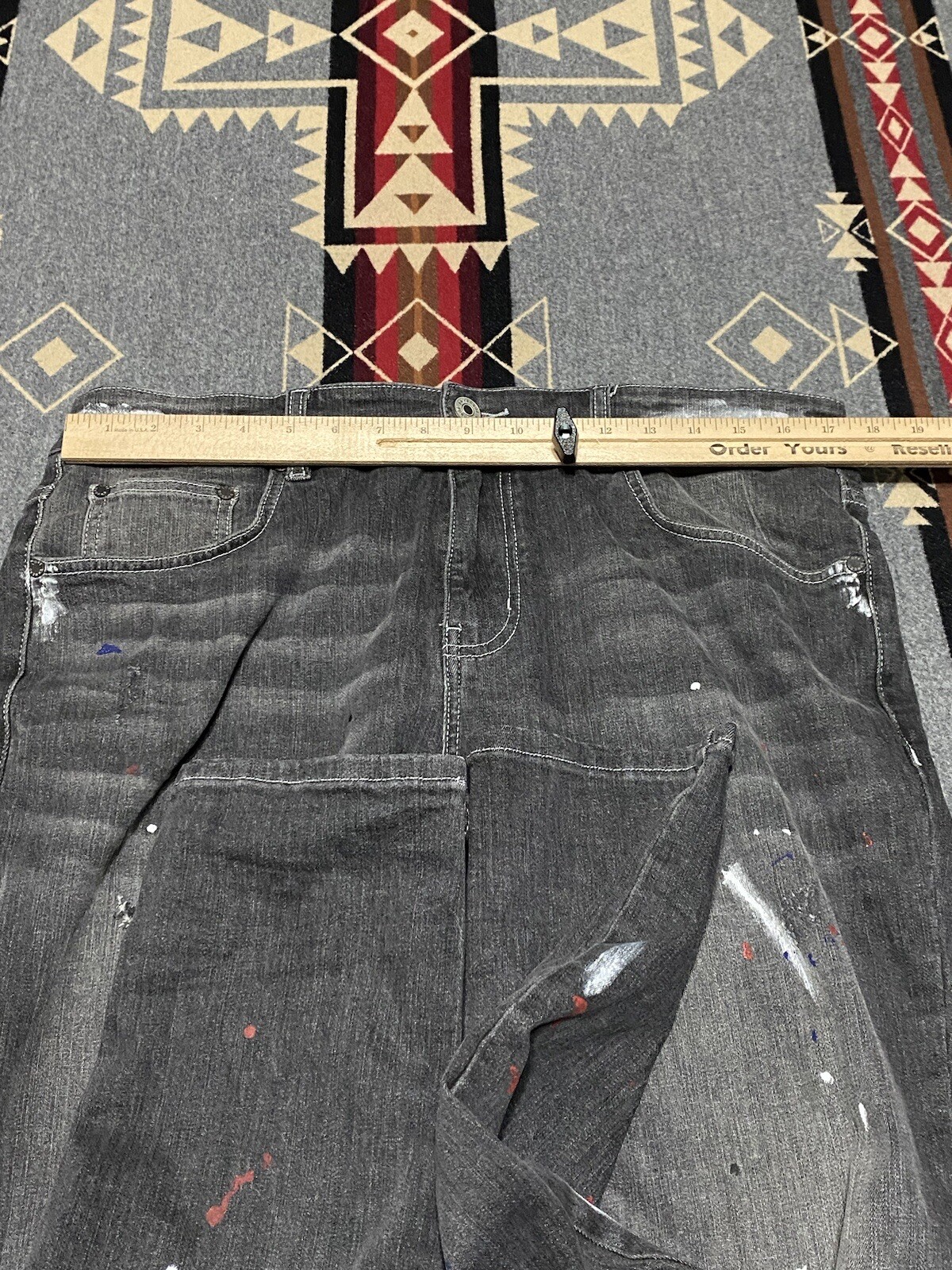 Serenede Black Paint Splatter Mens Denim Jeans 36X32 … - Gem