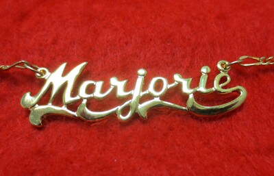 14KT Or EP 2MM Figaro Cheville Ou Collier avec Le Nom Marjorie Charme ...