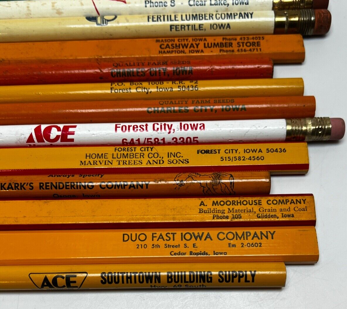 22 Vintage Carpenter Pencils Wide & Flat, Iowa Advertising, 14 Unused ...