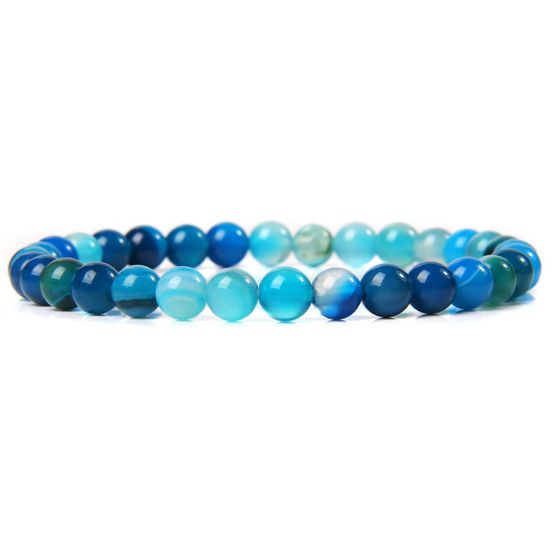 Natural 8mm Blue Gemstone Bead Bracelets Men Women Healing Stone Chakra ...