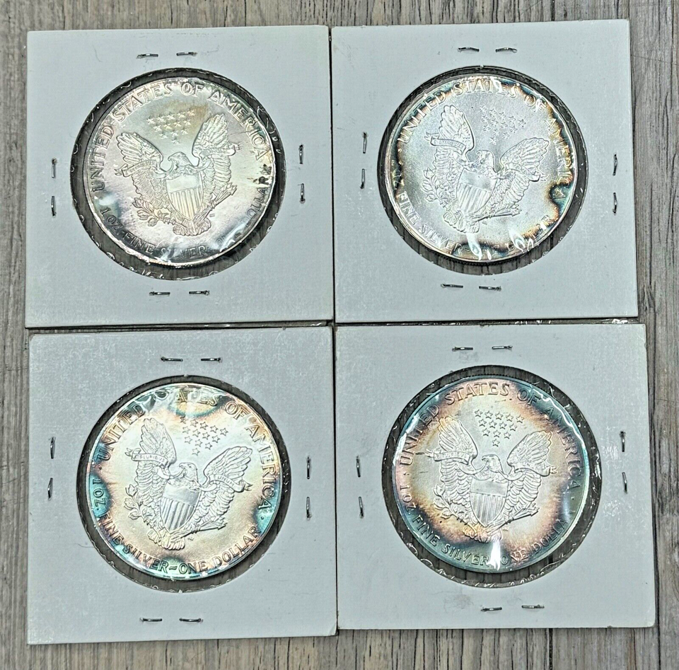 1986-1998 American Silver Eagle Collection 13 Coins, Beautifully Toned ...
