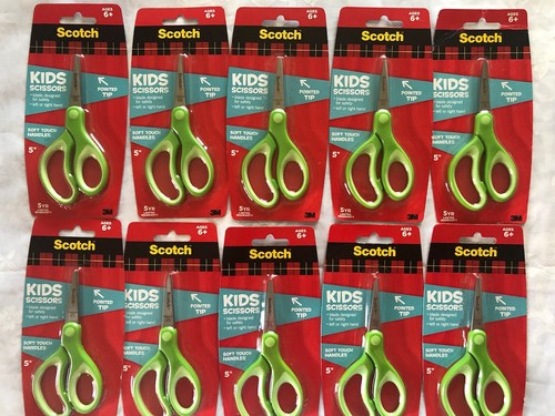 10 Pack Scotch Kids Scissors 2 POINTED Tip 1 BLUNT Tip Soft Touch ...