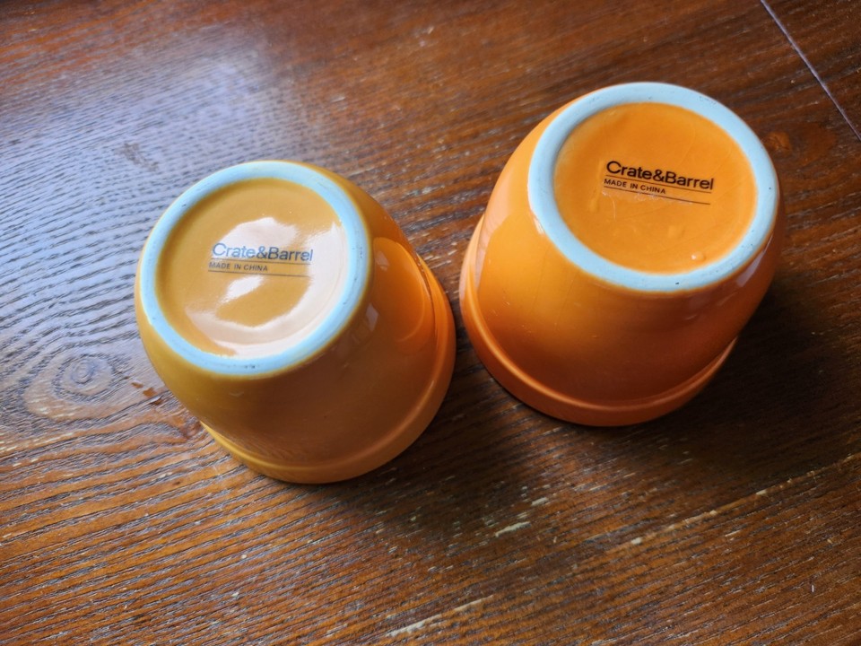 Crate and Barrel Ceramic Mini Crocks 2 Yellow and Orange Rammekins ...