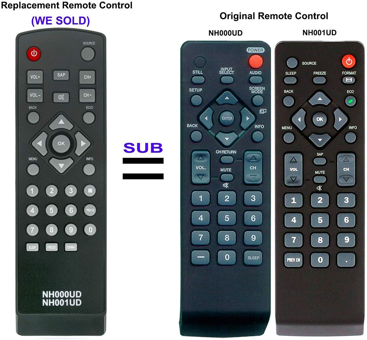 Replace Remote NH000UD NH001UD FOR Emerson Sylvania TV LC195SLX ...