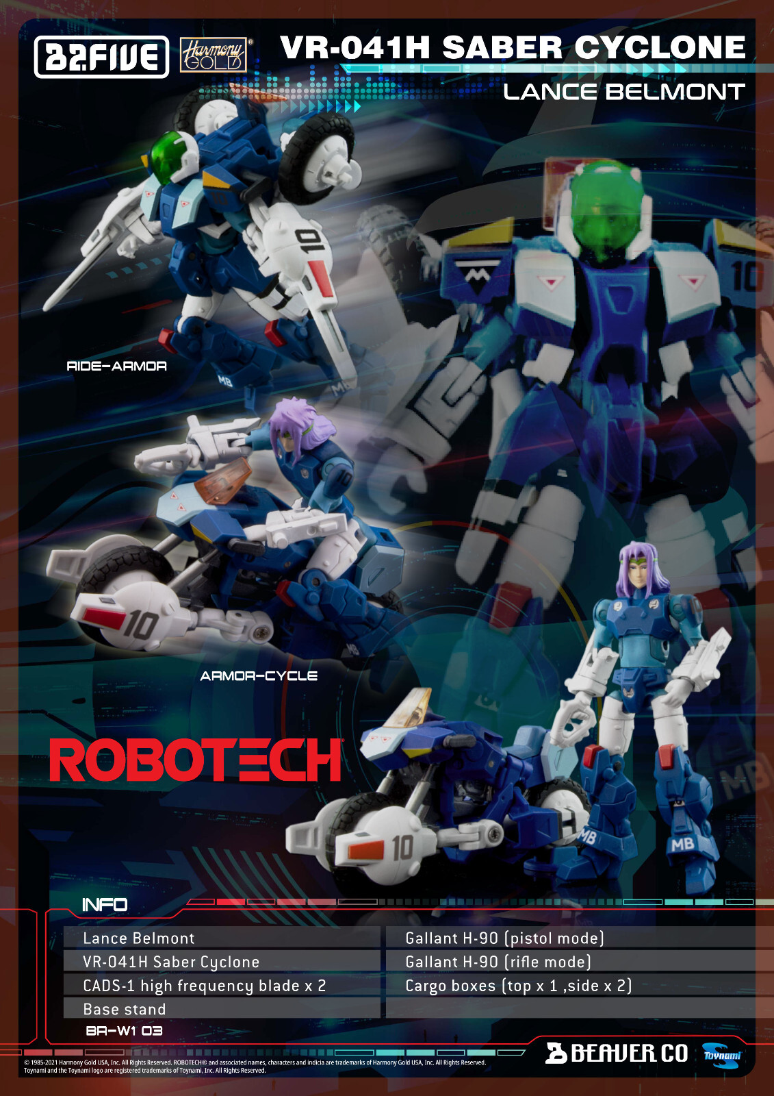 Toynami B2FIVE Robotech VR-041H Battler Cyclone Lance Belmont 1/28 2.5 ...