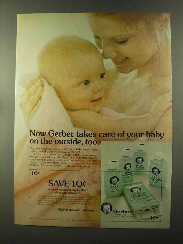 1973 Gerber Ad - Baby Shampoo, Baby Lotion, Baby Powder | eBay