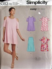 Simplicity Sewing Pattern 8383 H5 Misses' Knit Trapeze Flowy Dress S6 ...