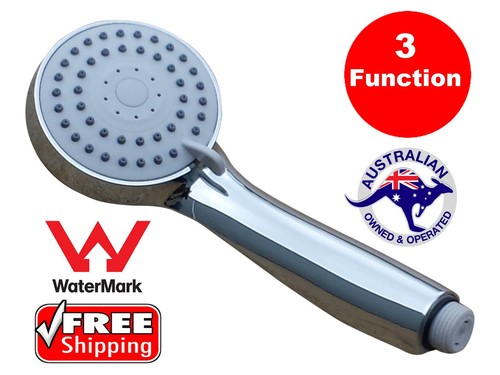 HANDHELD SHOWER HEAD HAND HELD SET 3 FUNCTION WELS WATERMARK ABS CHROME ...