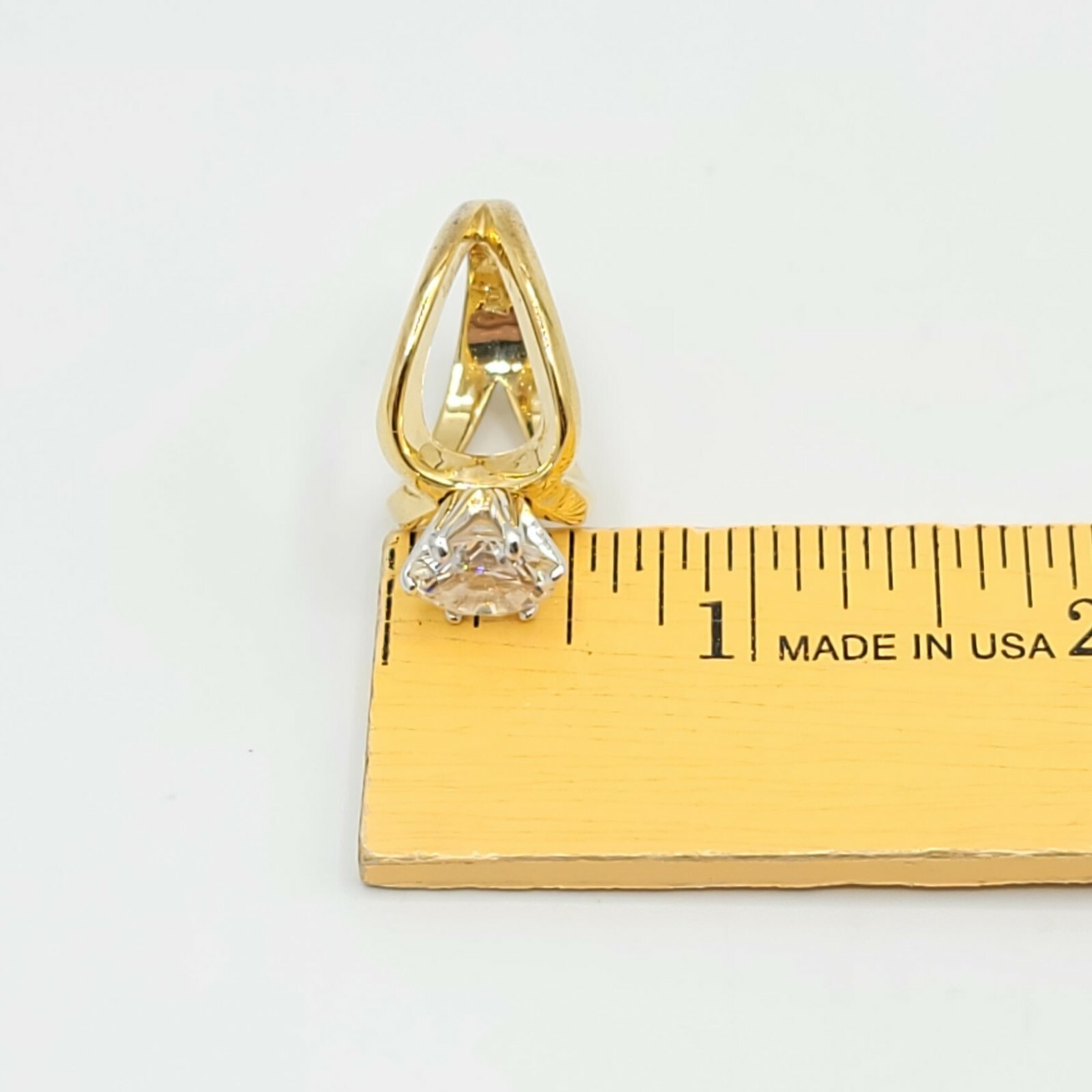 Vtg Sz 10 Solitare Ring Lg Cubic Zirconia 18K GE Gold Electroplate ...