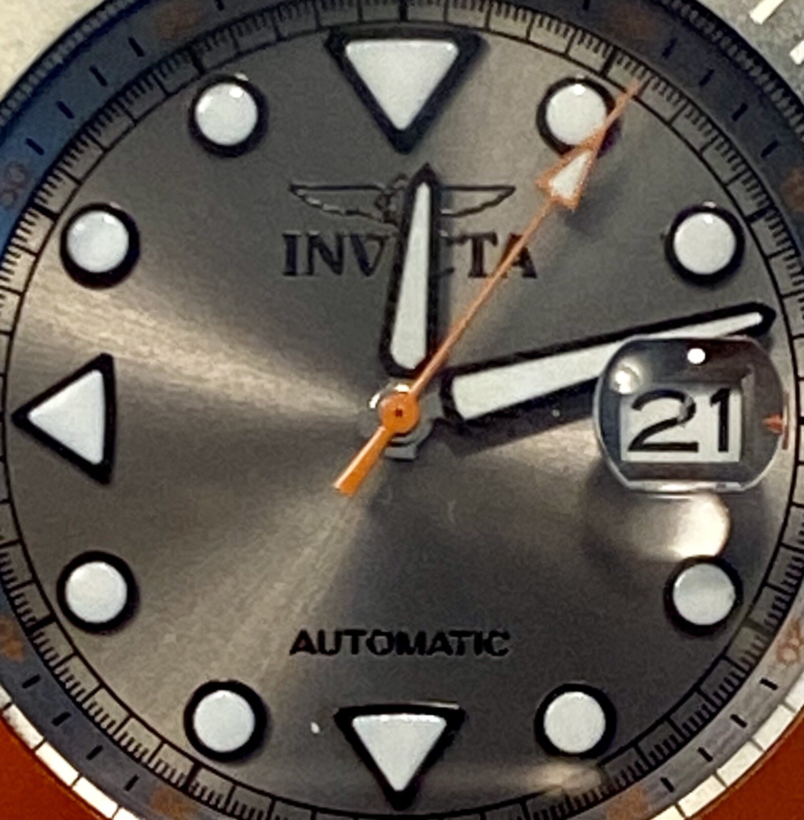 47mm Auto SEA WOLF Gray/Orange Bezel Silvertone Bracelet PRO DIVER ...