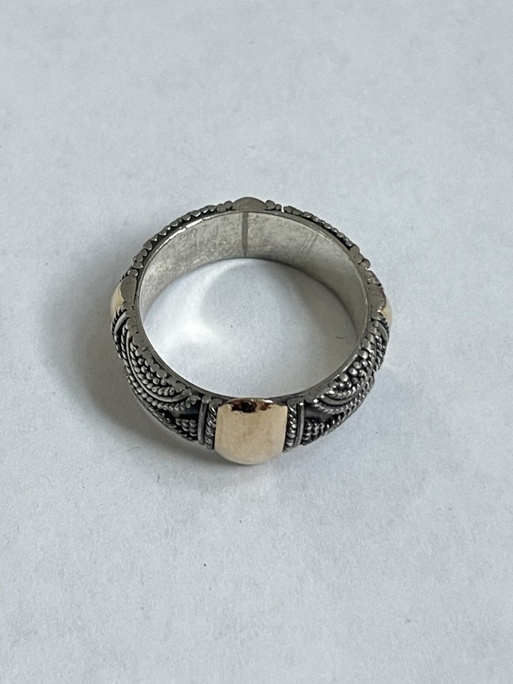 Signed BA Suarti Bali 925 Sterling Silver 18K Yellow Gold Rope Band ...