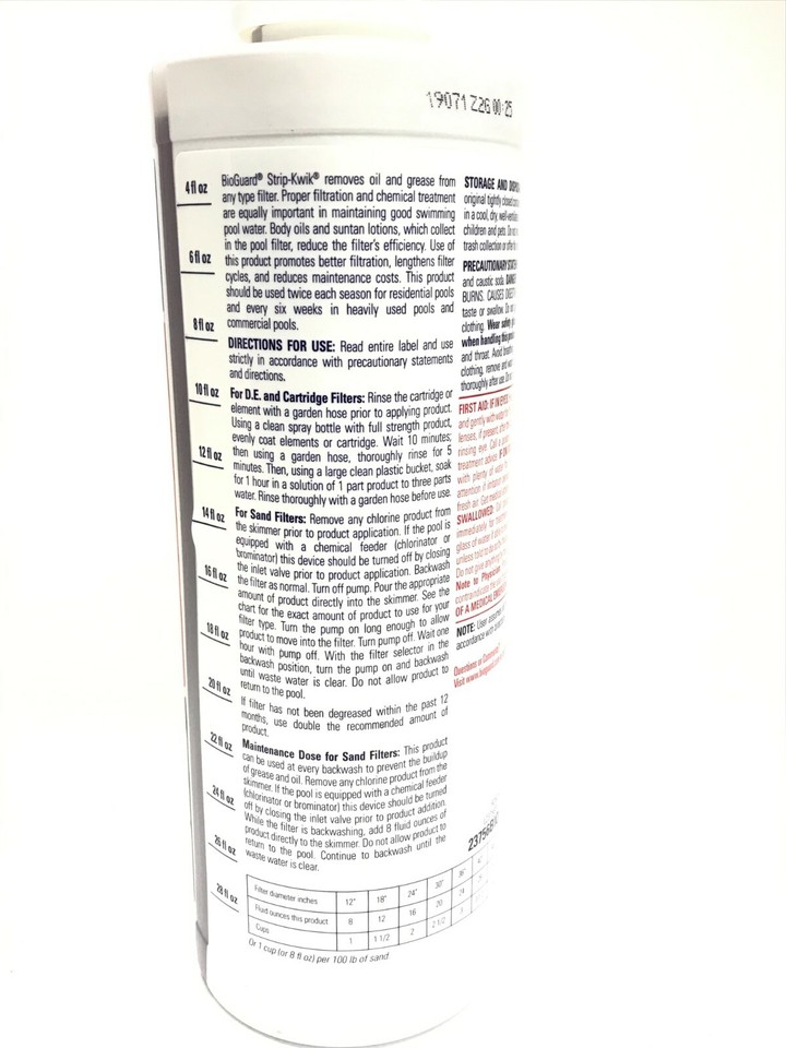 BioGuard-23756 Strip-Kwik Degreasing Filter Cleaner - 1 Quart | eBay