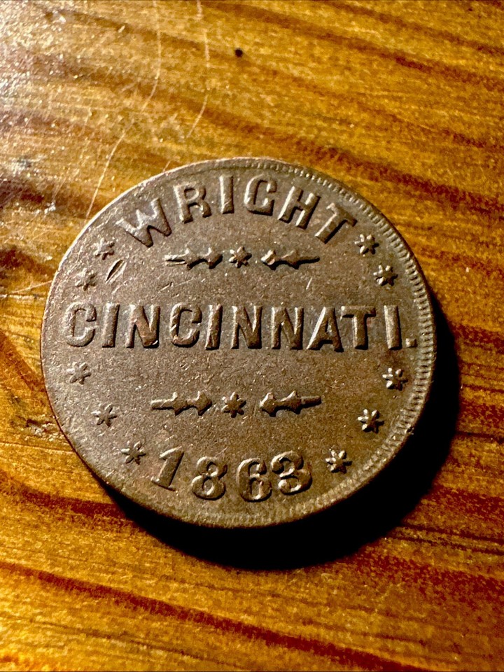 Scarce 1863 Wright Cincinnati Ohio Civil War Token - AU 🔥😍 Eagle On ...