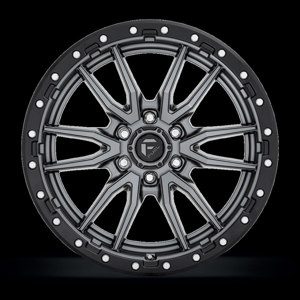 20x10 Fuel D680 Gray Rebel 33" MT Wheel Tires Package 8x170 Ford Super ...