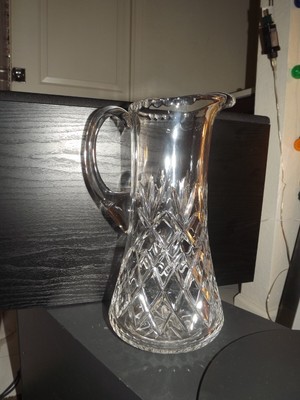Waterford Block Crystal Pitcher, Hand Cut mouth blown, Diamond Cut 9 1/ ...
