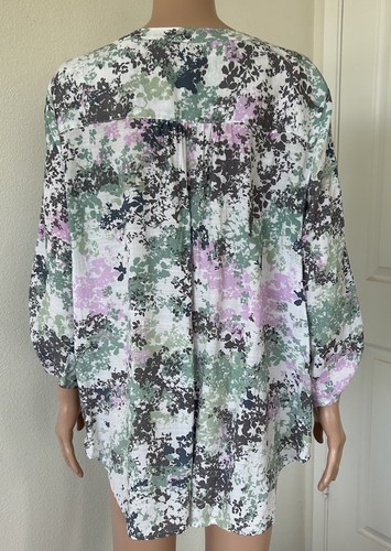 NY Collection Plus Size 2X Floral Roll Tab Sleeves Pullover Women’s ...