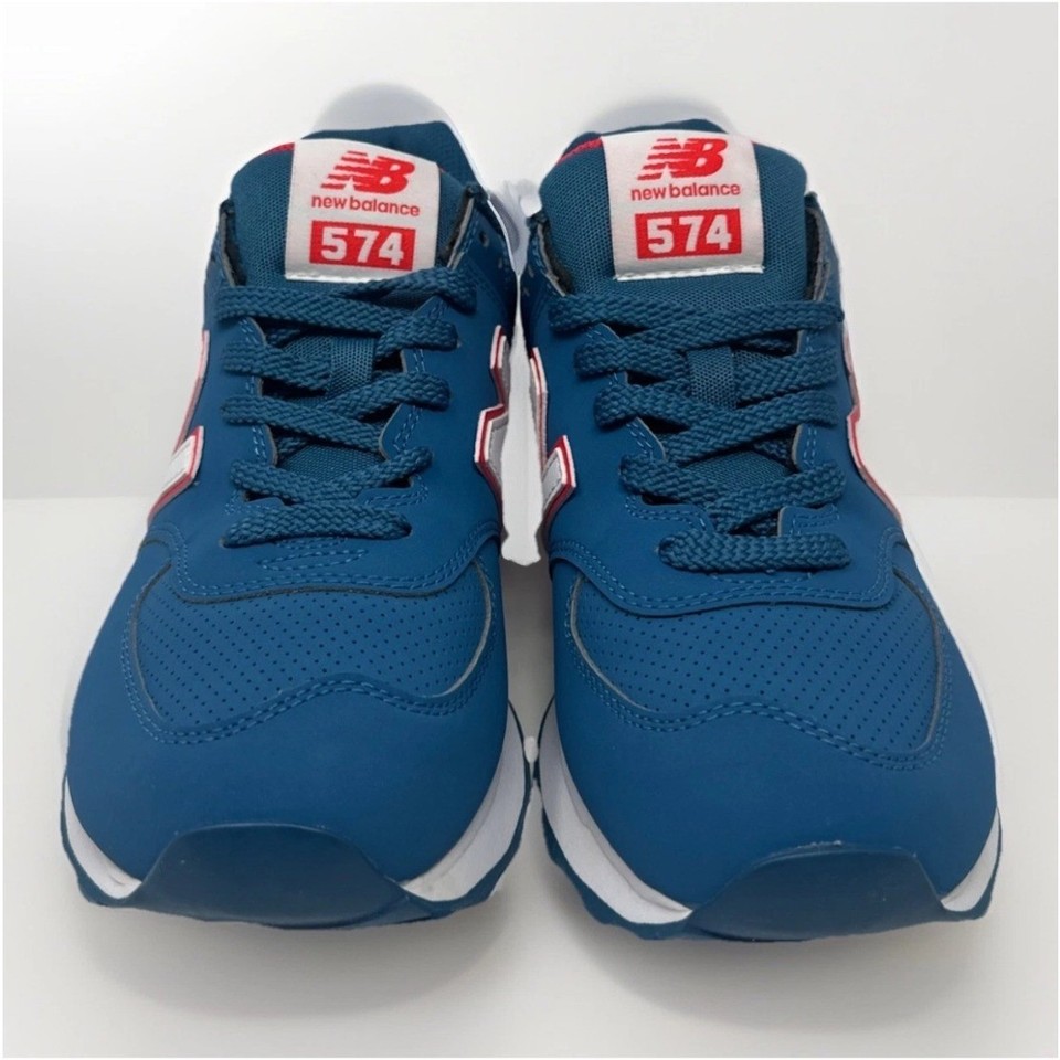 New Balance 574 Sneakers Blue/Pink Leather ML574EWW Casual Mens Size 8 ...