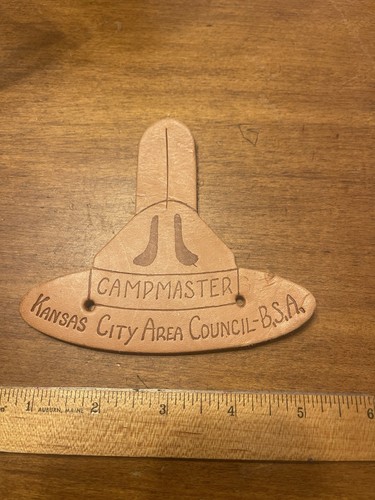 Kansas City Area Leather Handmade Campmaster Hat Button Boy Scouts Camp ...