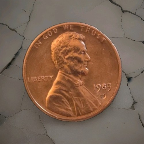 1985 1c 50% Off Center Full Date US Mint Error Lincoln Cent Coin E160 ...