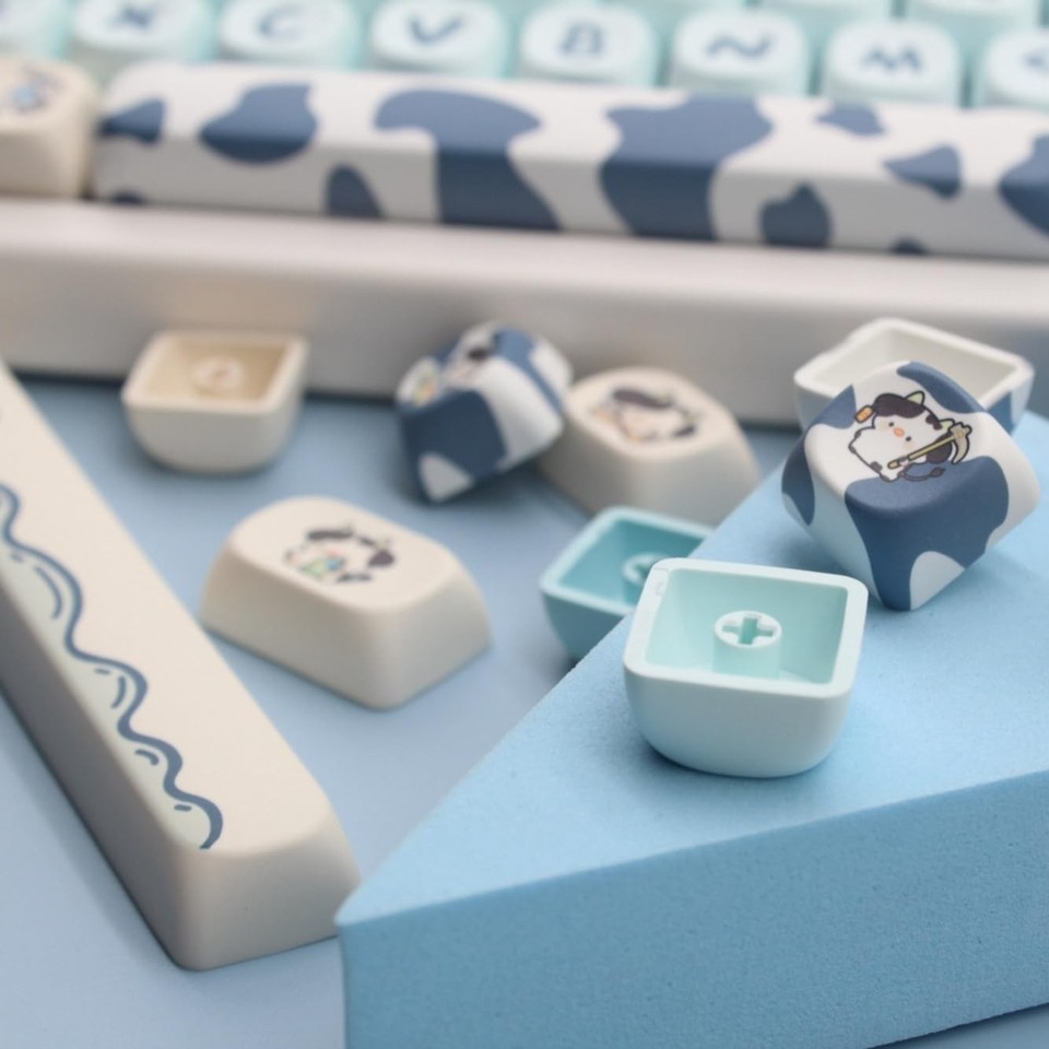 MOA Profile Keycaps,Cute Cow Custom PBT Dye-sub Keycap 142 Keys for ...