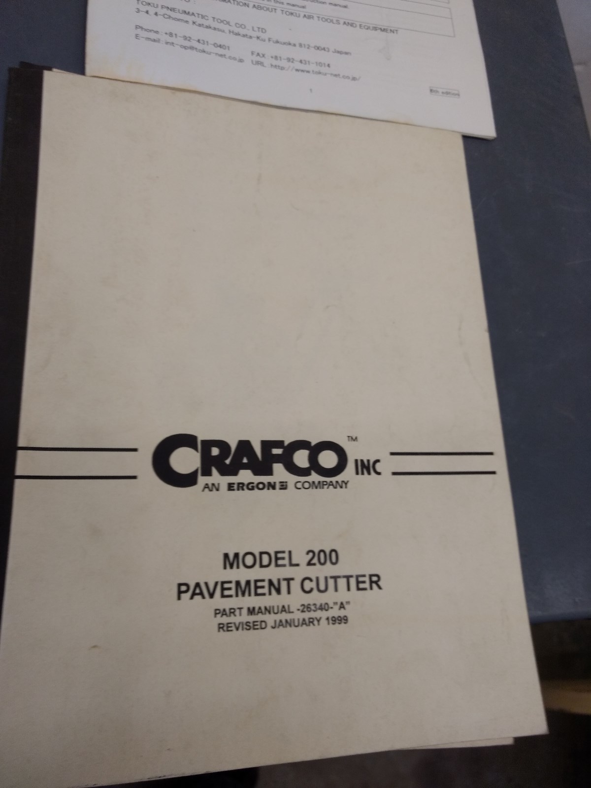 Crafco Model 200 Pavement Cutter Parts Manual | eBay