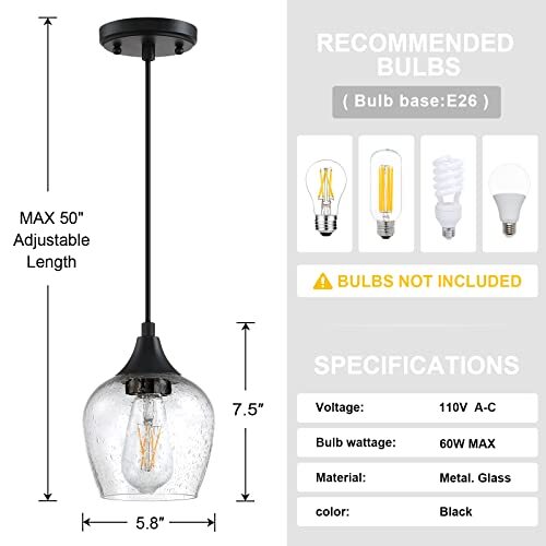 Dolaimy House 2 Pack 1 Light Indoor Mini Hanging Kitchen Island Pendant ...