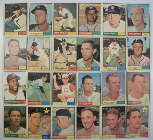 1961 TOPPS BASEBALL CARD LOT OF 24. VG - EX SOME + - SEE PICS 5 ROOKIE ...