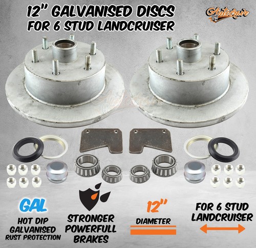 Trailer 12" Mechanical Brake Hub Disc for 6 Stud Landcruiser Caravan ...
