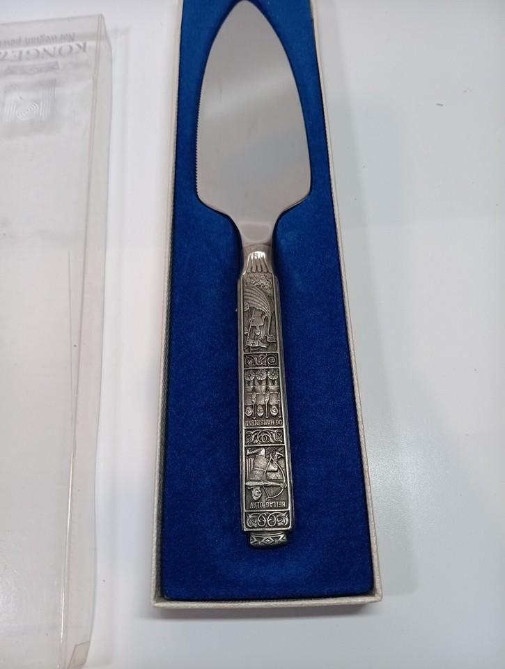 Vintage (1960s) Konge-Tinn Norwegian Pewter Cake Knife in Original Box ...