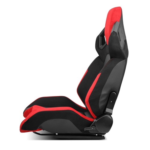 [Pure Series]Pure Black+Red Reclinable PVC Racing Seats Car Seats Pair ...