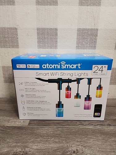 Atomi Smart Wi-Fi Color String Lights 24 ft Control With Smartphones ...