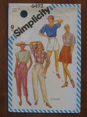 SIMPLICITY PATTERN - 6492 LADIES PANTS SHORTS ASYMMETRICAL FRONT SIZE ...