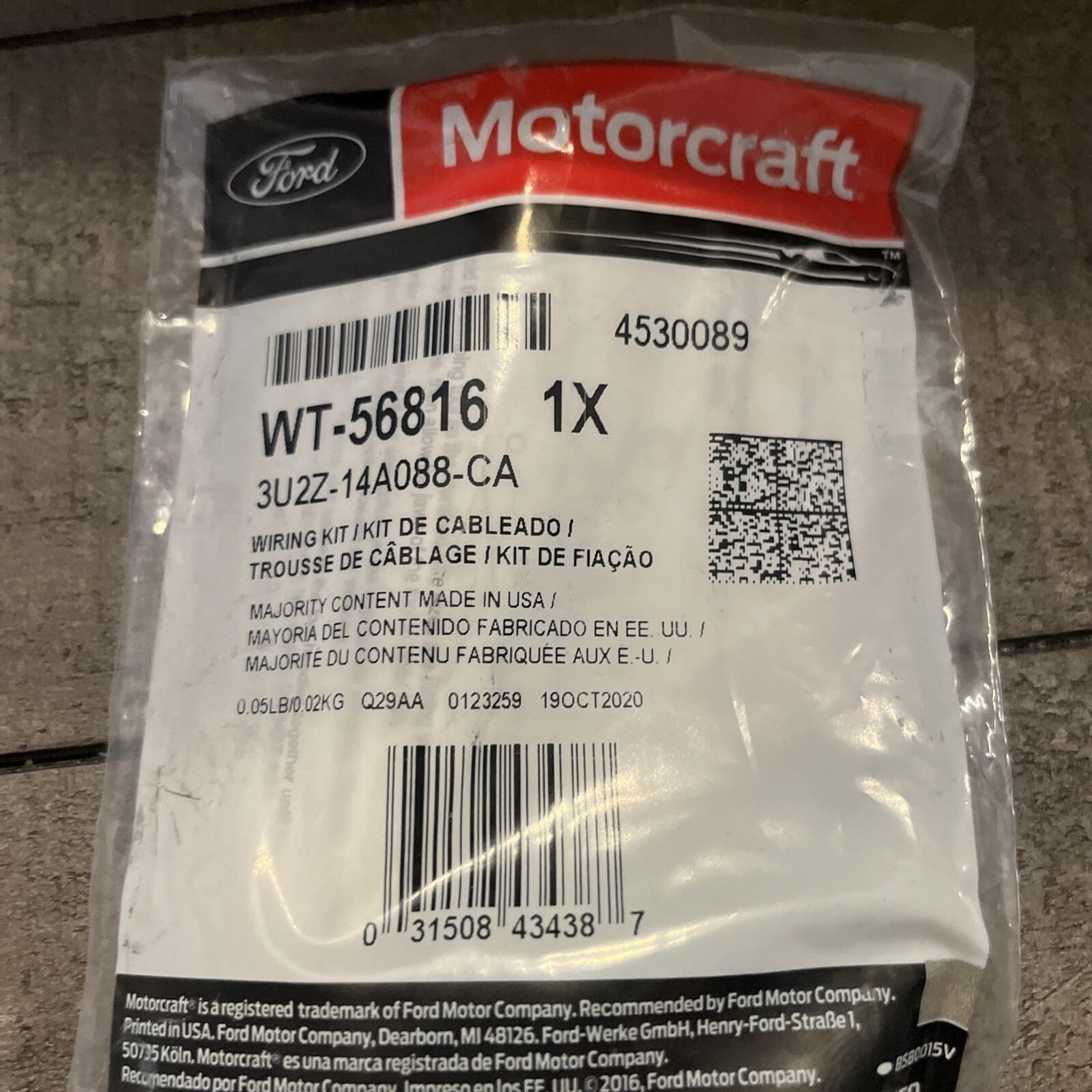 Motorcraft Fuel Pump Jumper Harness Kit WT-56816 / Ford 3U2Z-14A088-CA ...