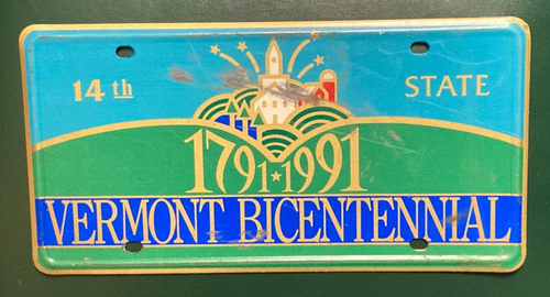 1991 Vermont Bicentennial Front License Plate 14th State 1791-1991 | eBay