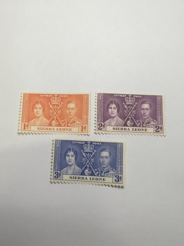 Set Of 3 Sierra Leone 1937 KGVI SG 185-187 Coronation Stamp Mint Not ...